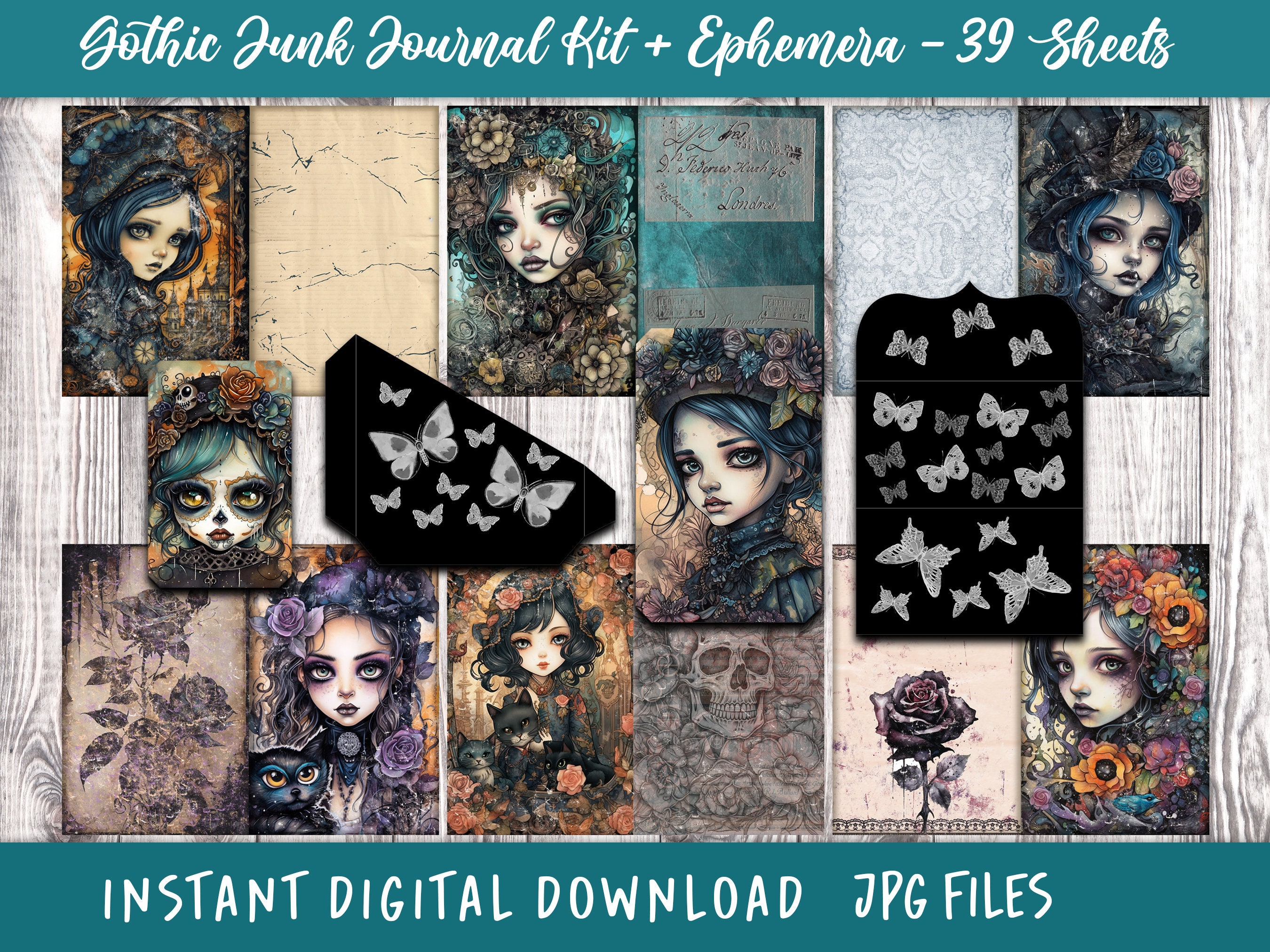 Gothic Junk Journal Kit Goth Junk Journal Digi Kits Ephemera - Etsy