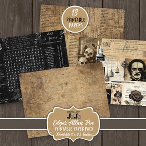 Edgar Allan Poe Junk Journal Papers, Vintage Gothic Pages, Printable ...