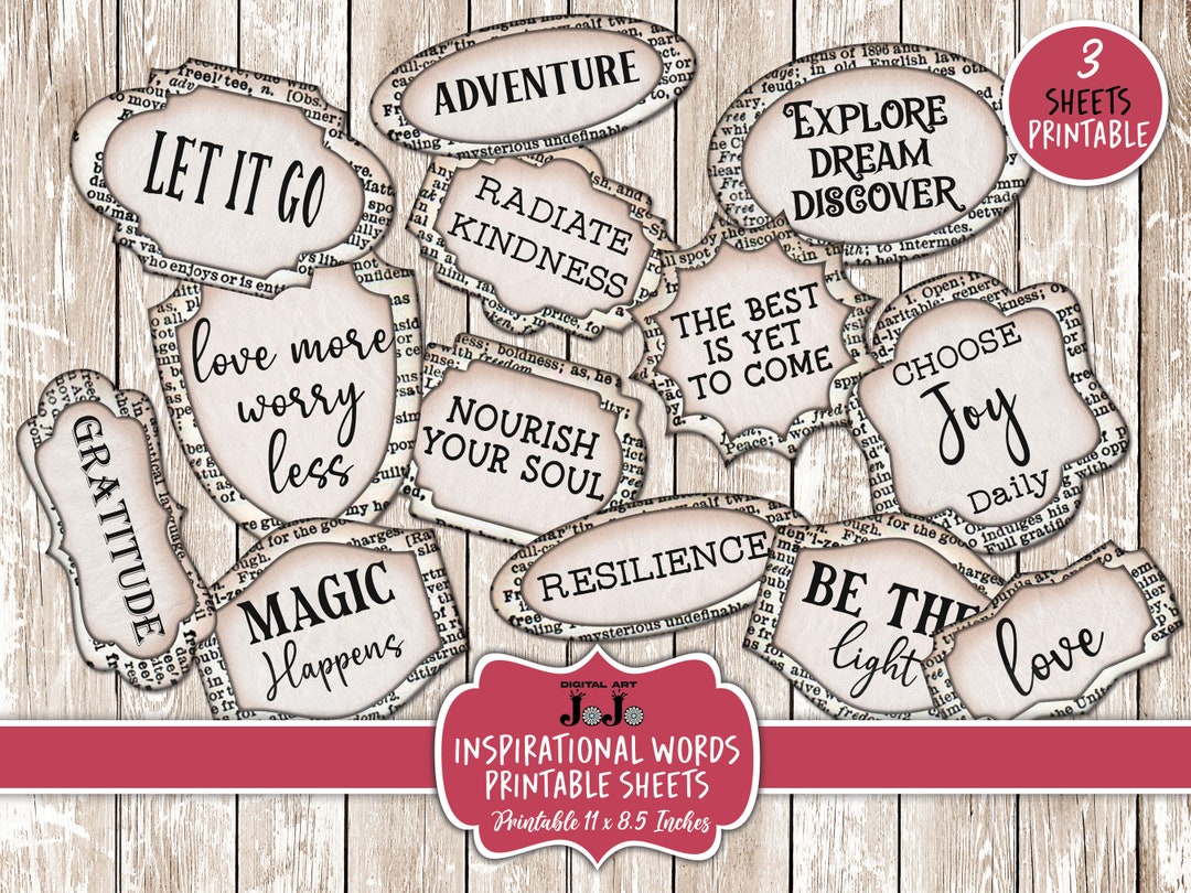 Junk Journal, Inspirational Words, Happy Phrases, Positive Sentiments ...