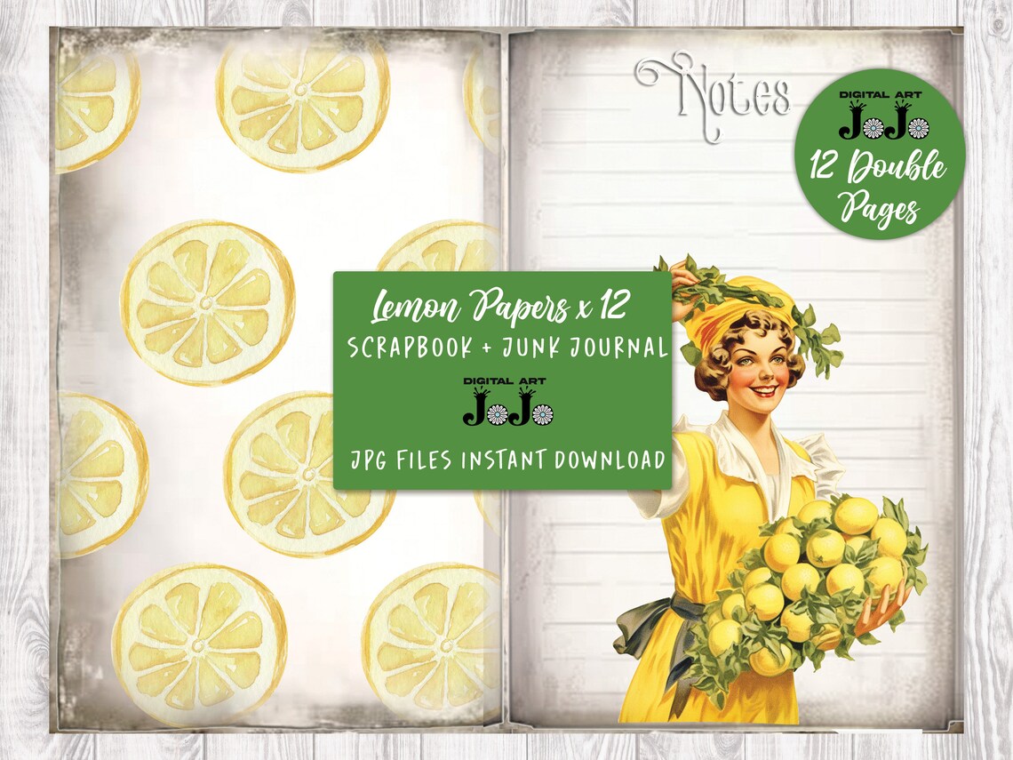 Citrus Lemons Junk Journal Printable Papers, Vintage Lemonade Collage ...