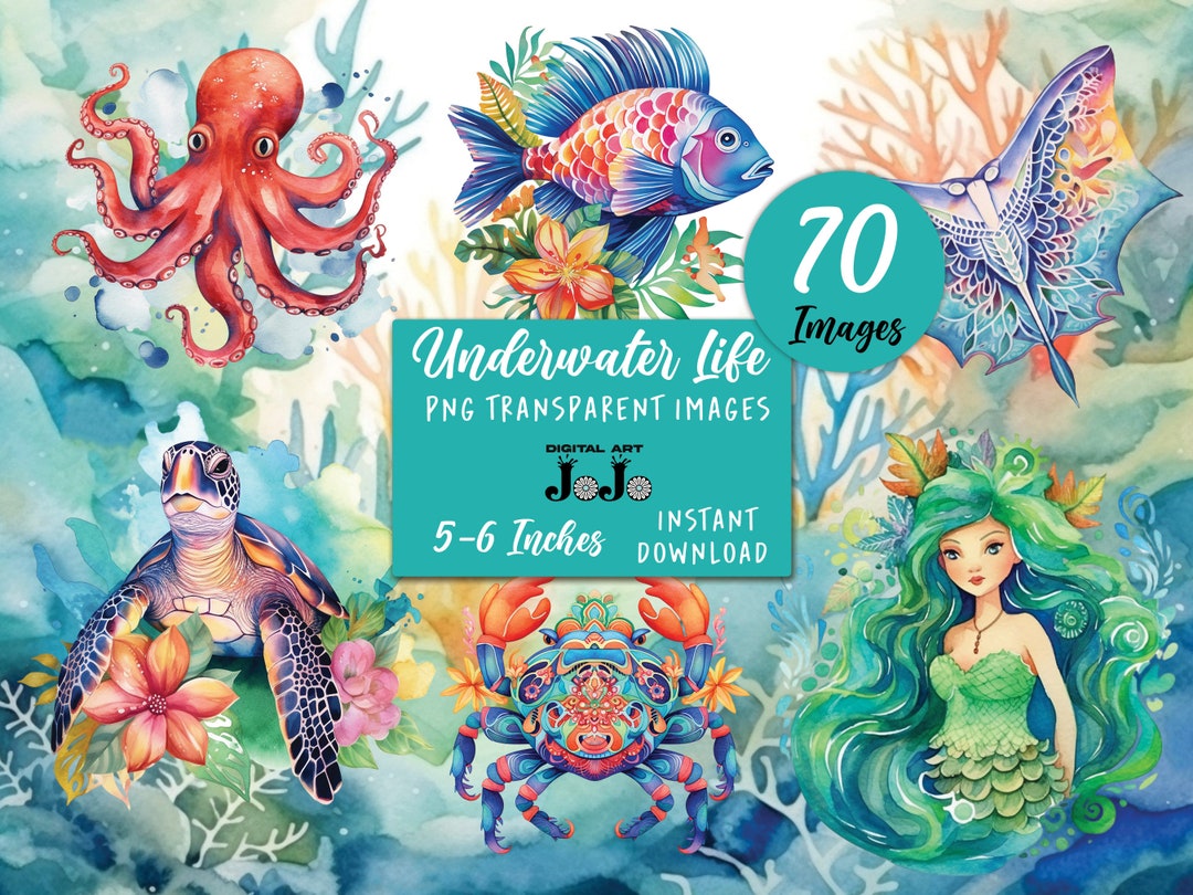 Sealife Clipart Underwater Clipart Commercial Use Coral - Etsy UK
