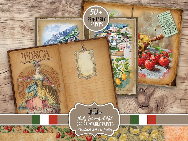 Printable Italy Junk Journal Kit, Digital Italian Papers, Vintage Craft ...