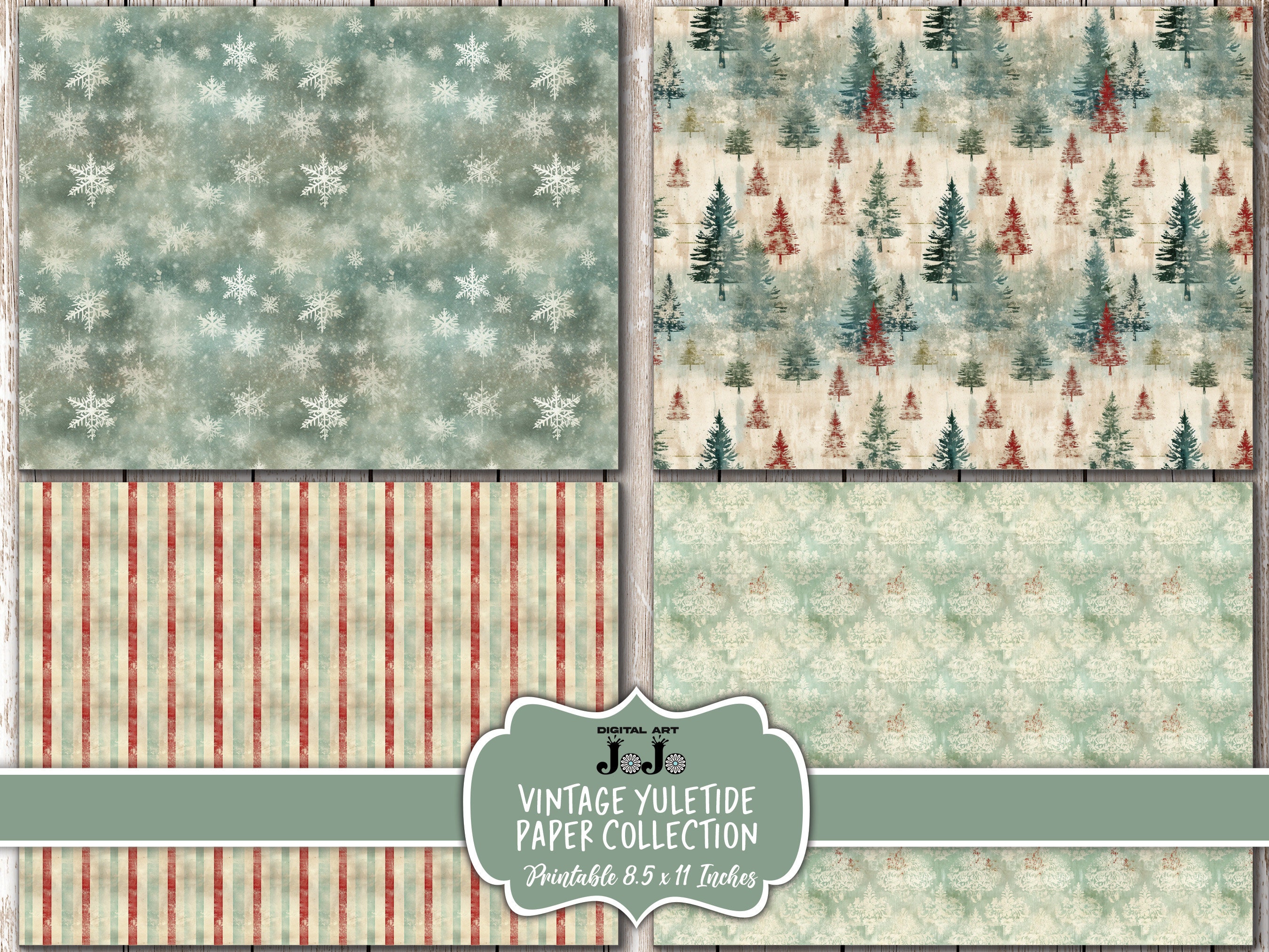 Vintage Christmas Junk Journal Papers, Winter Digital Kit, Printable Pages, Scrapbooking ...