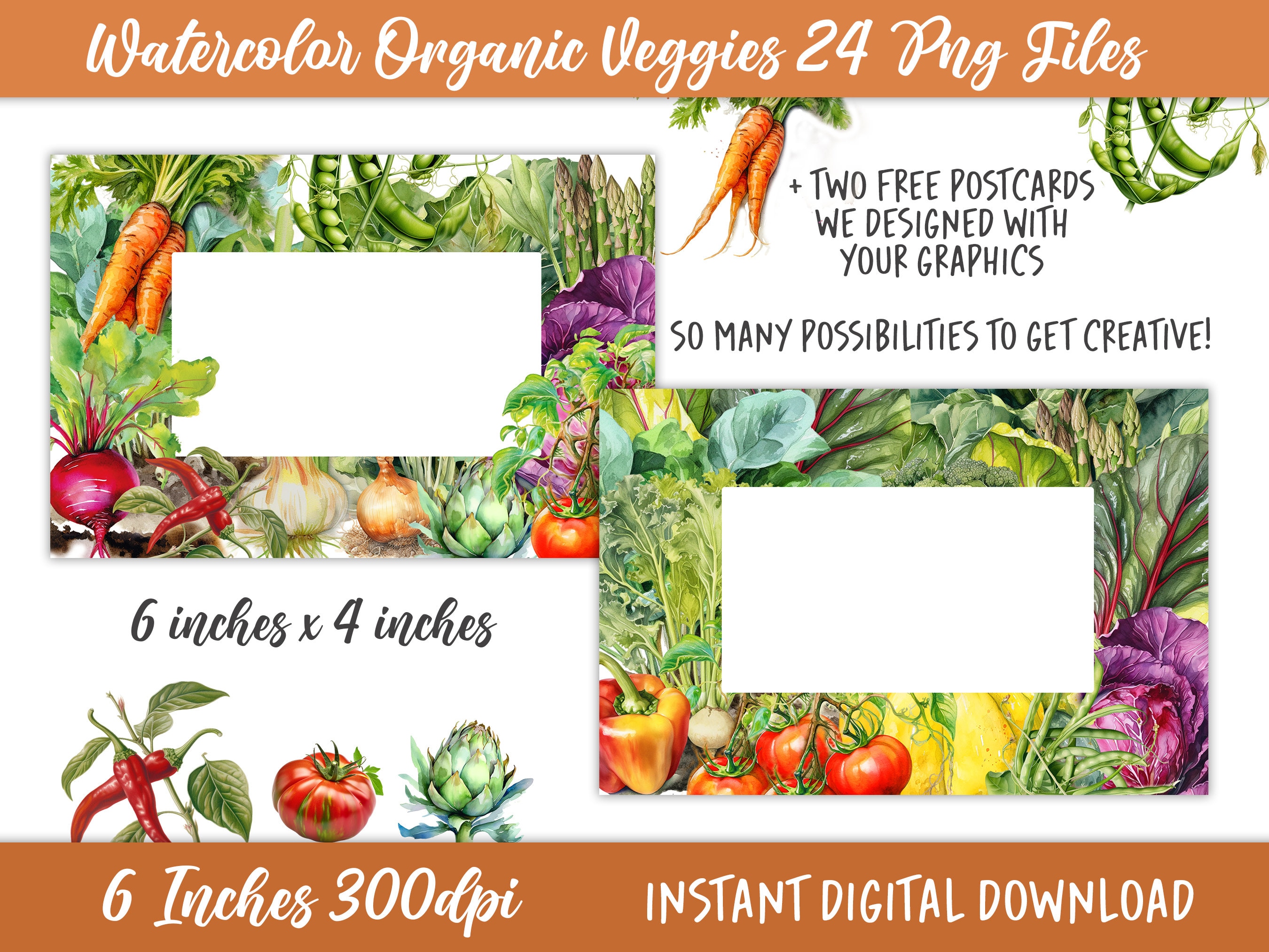 24 Garden Vegetables Clipart Bundle, Commercial Use, Digital Download ...