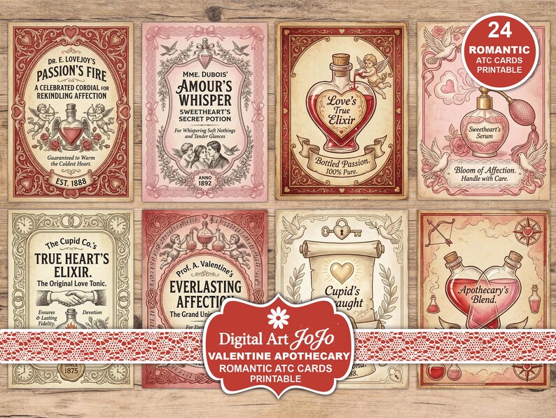 Vintage Romantic Apothecary Ephemera Labels Printable, Love Potion ...