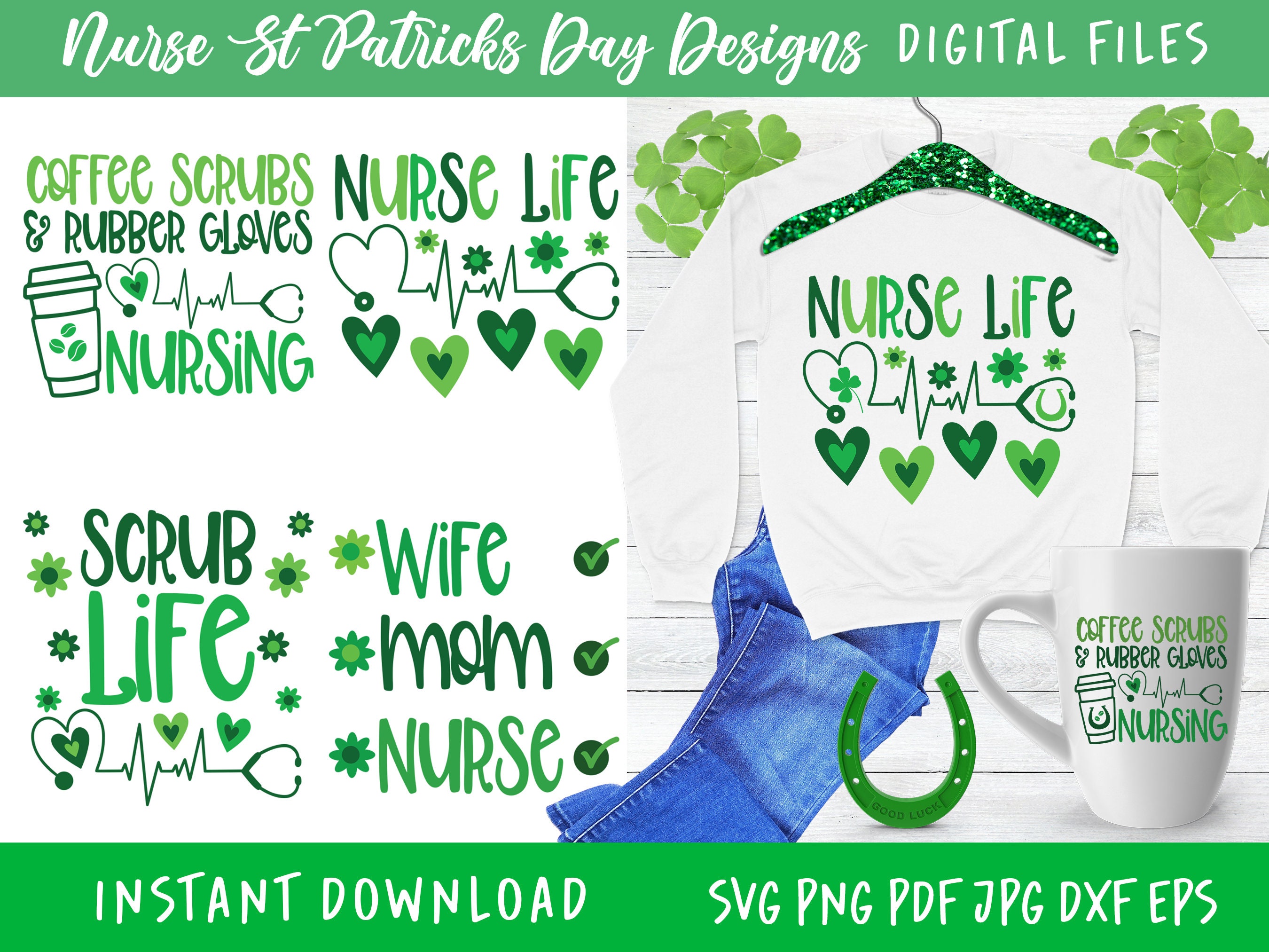St Patricks Day Nurse Svg Bundle, St Patricks Day Nurse Png Bundle ...