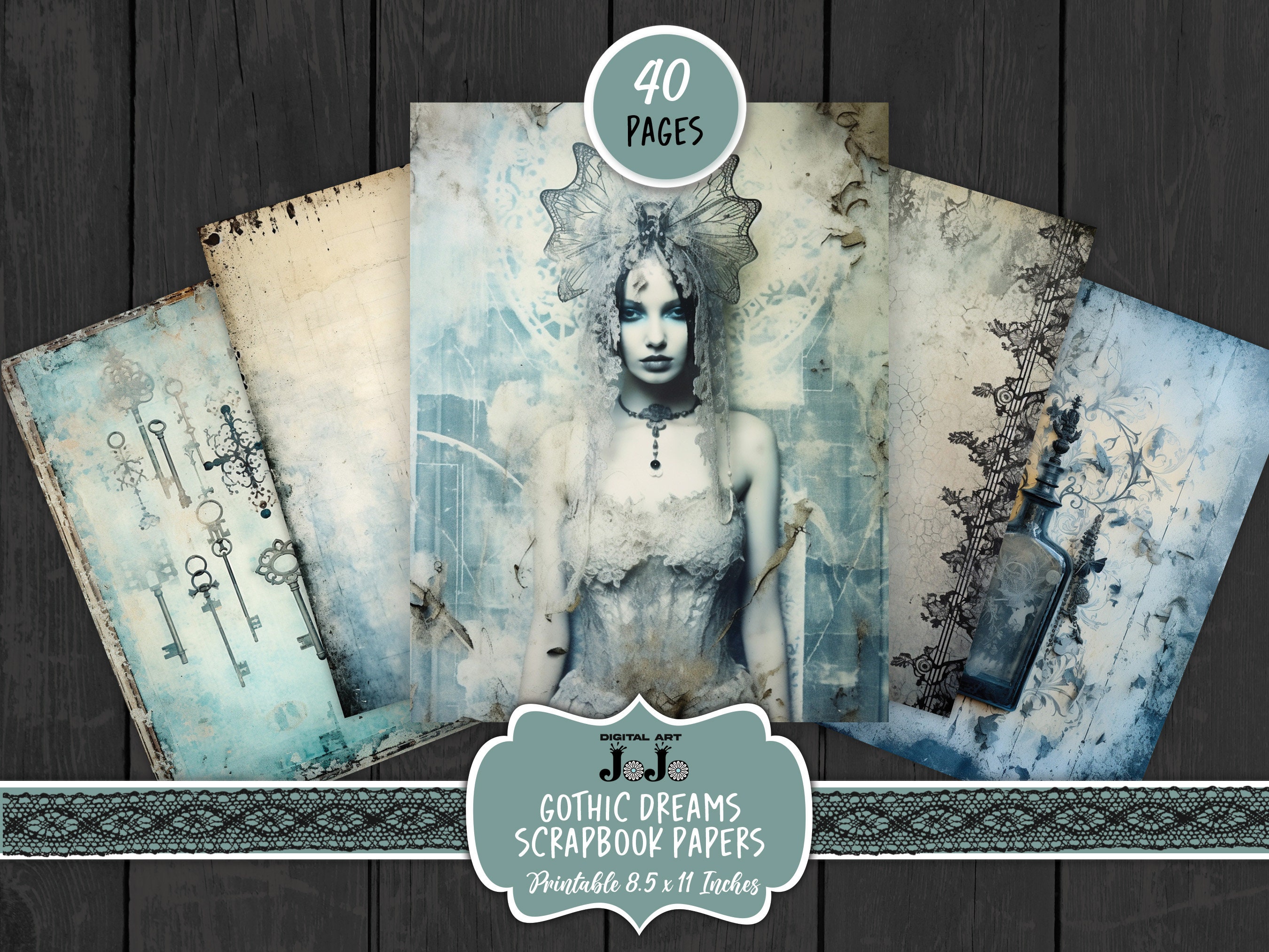 Gothic Junk Journal Pages, Scrapbooking Papers Kit, Collage Sheets ...