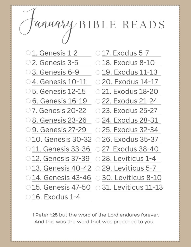 One Year Bible Reading Guide - Etsy
