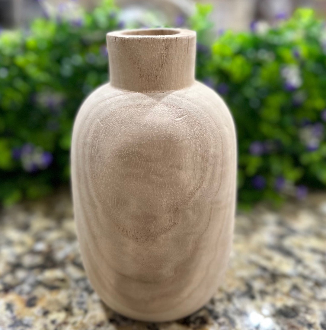 Decorative Wooden Bud Vase Bigger Handmade Natural Wood Vase Paulownia Artisanal Elegance ...