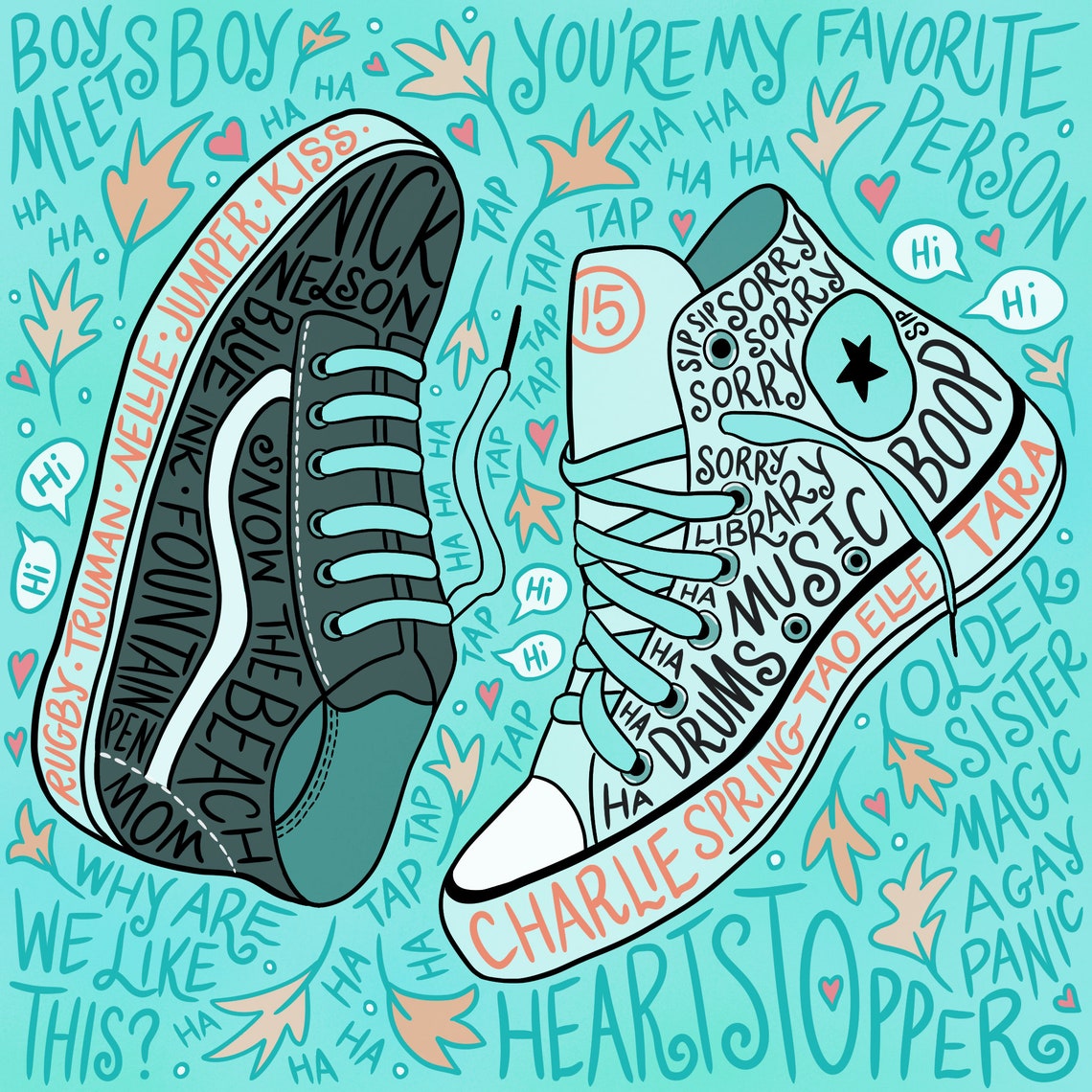 Heartstopper / Hand Lettering Illustration / Teal Fine Art Print - Etsy