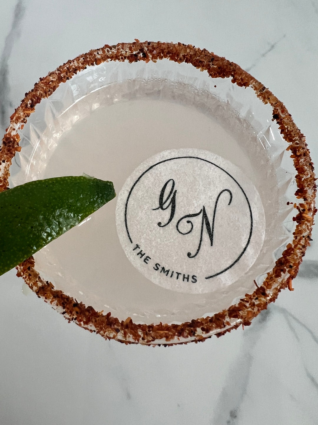 Edible Cocktail Topper, Minimalist Wedding Monogram Drink Topper ...