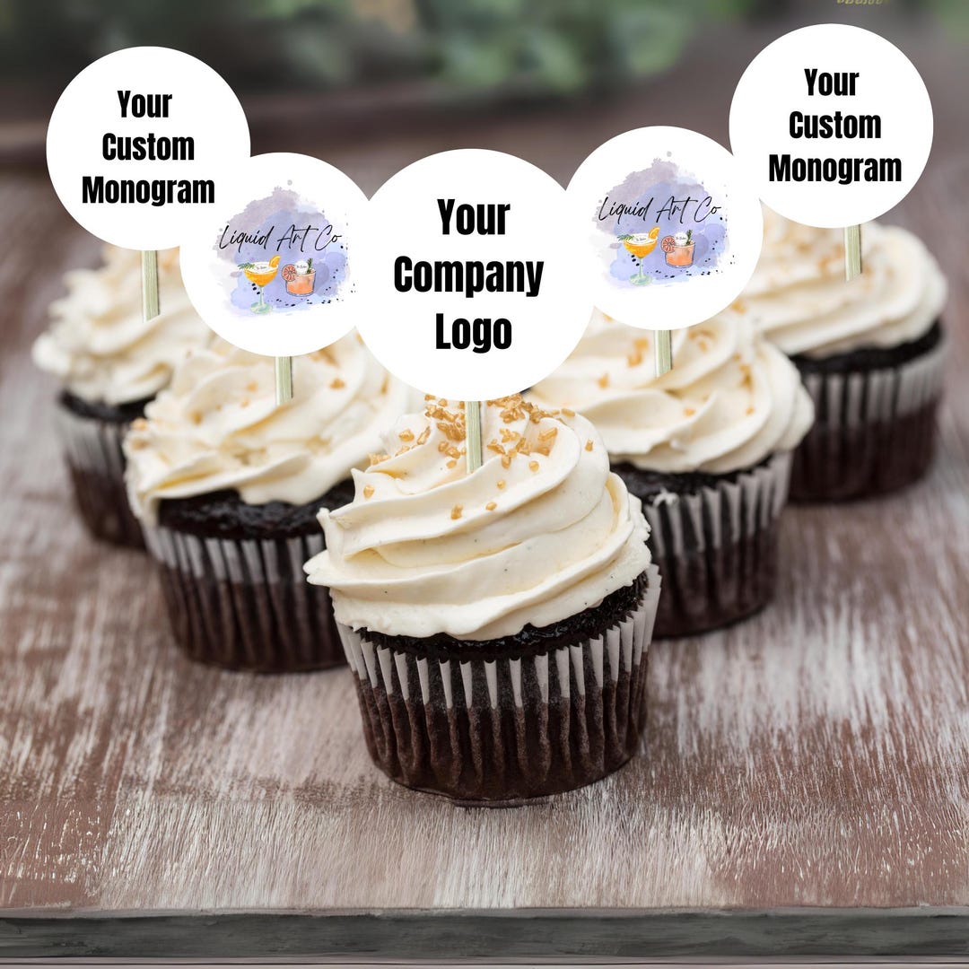 Company Logo Cupcake Toppers, Small Business Party Favors, Custom ...
