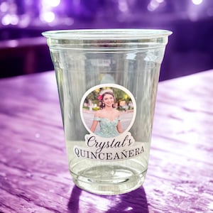 Custom Plastic Cups Quinceañera Favors, FAST SHIPPING, Quince Stickers ...