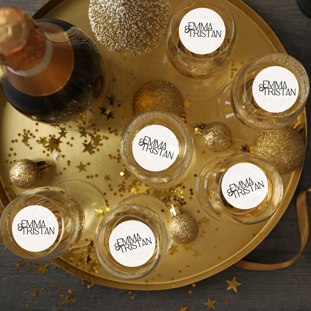 BULK Edible Cocktail Topper, Minimalist Wedding Monogram Drink Topper ...