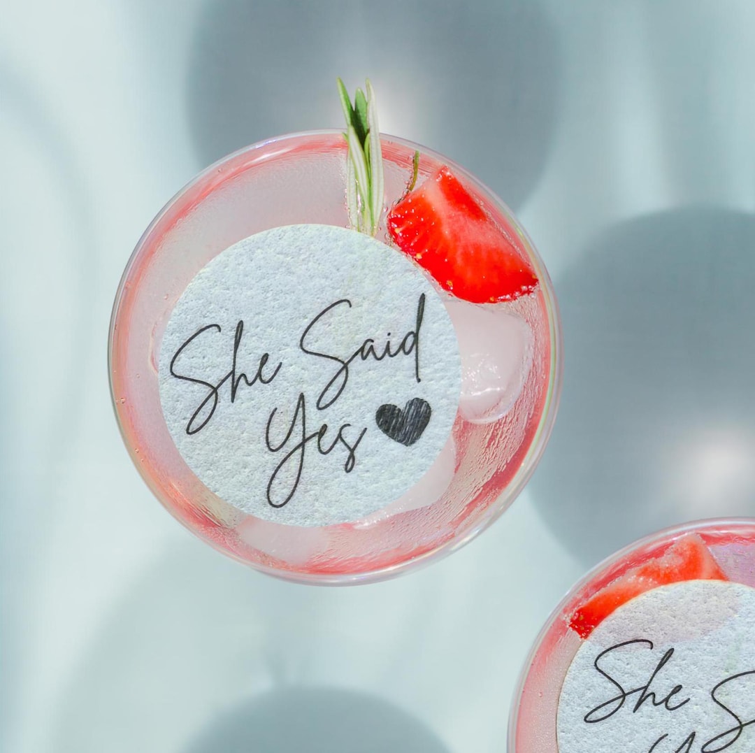 She Said Yes, Engagement Party Drink Toppers, FAST SHIPPING, Edible ...