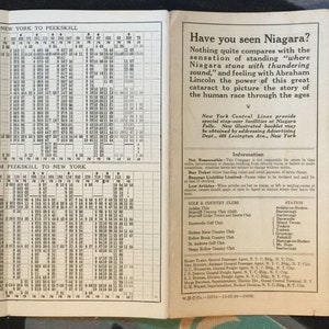 Vintage New York Central Railroad Time Table 1924 Hudson River Division ...