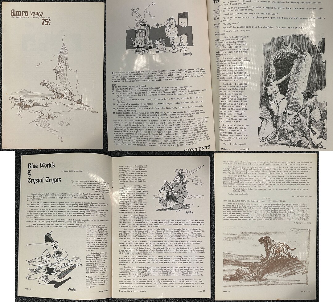 Amra 1977 V2n67 Sword & Sorcery Fantasy Fanzine Conan Roy Krenkel L Sprague De Camp Robert E ...