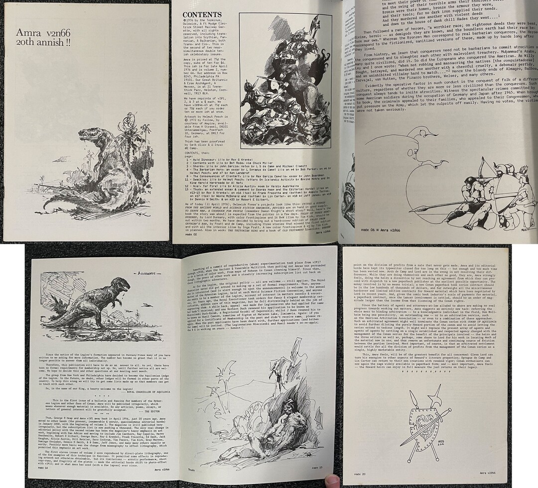 Amra 1976 V2n66 Fantasy Fanzine Conan Roy Krenkel Lin Carter Frank ...