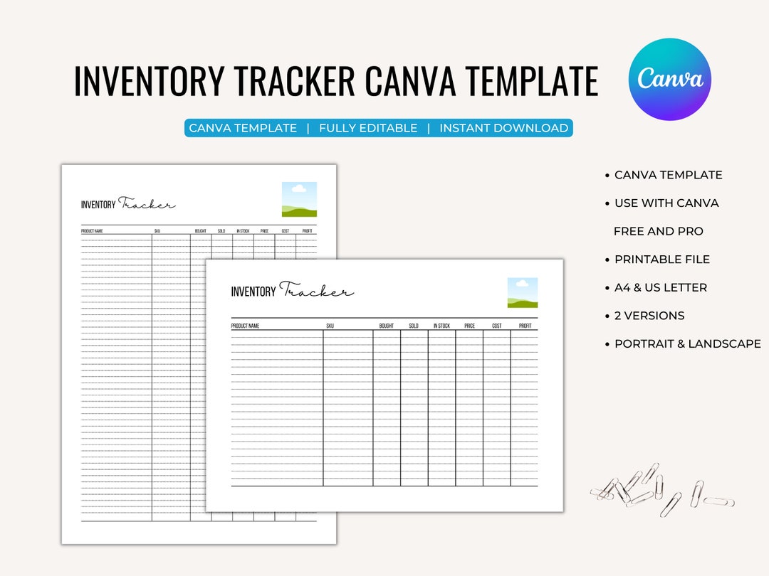 Fully Editable Canva Inventory Tracker Template, A4 / Letter, Small ...