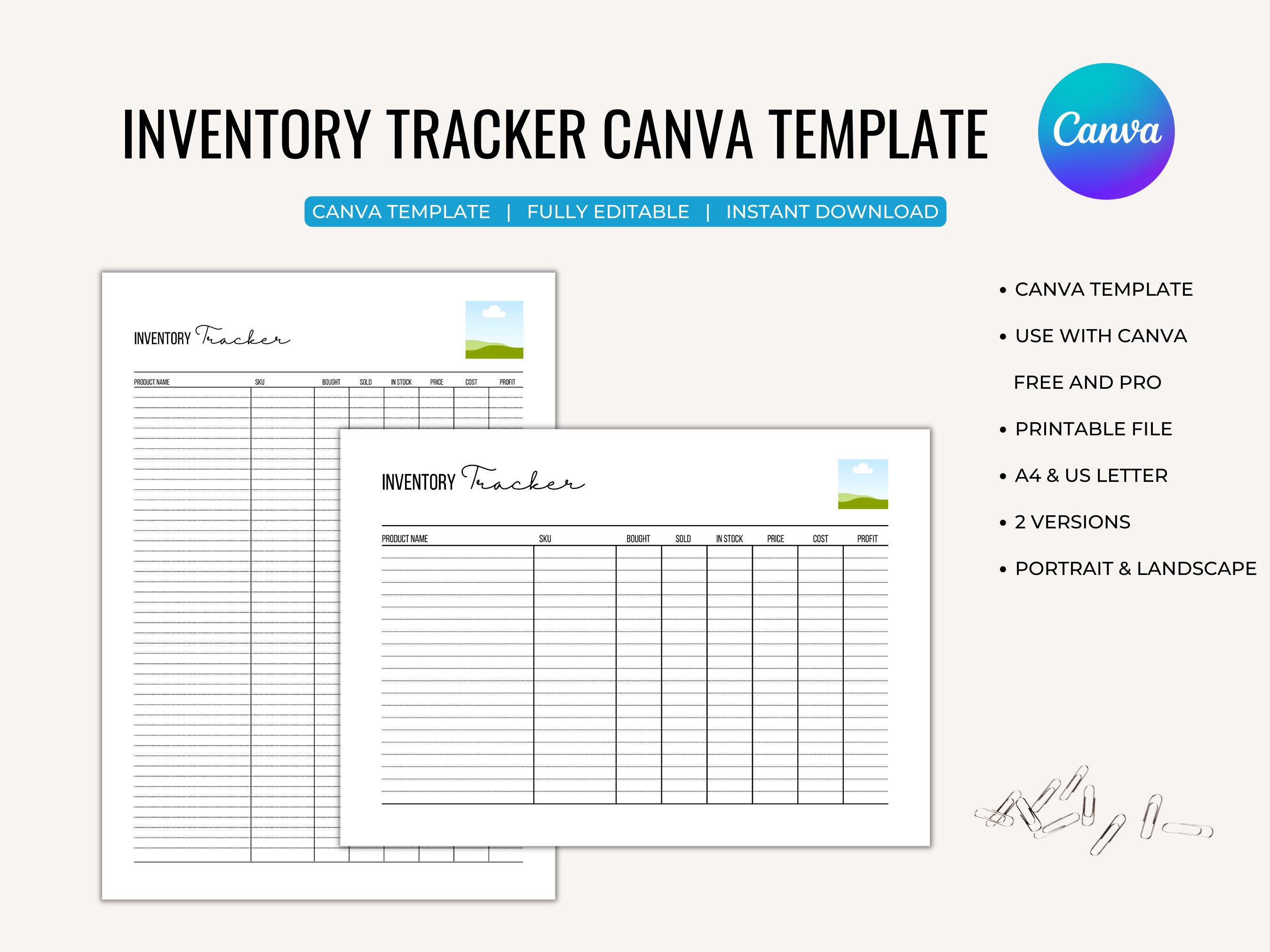 Fully Editable Canva Inventory Tracker Template, A4 / Letter, Small ...