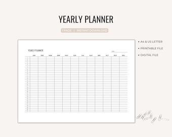 Yearly Planner Printable Yearly Planner PDF Template Yearly Planner ...