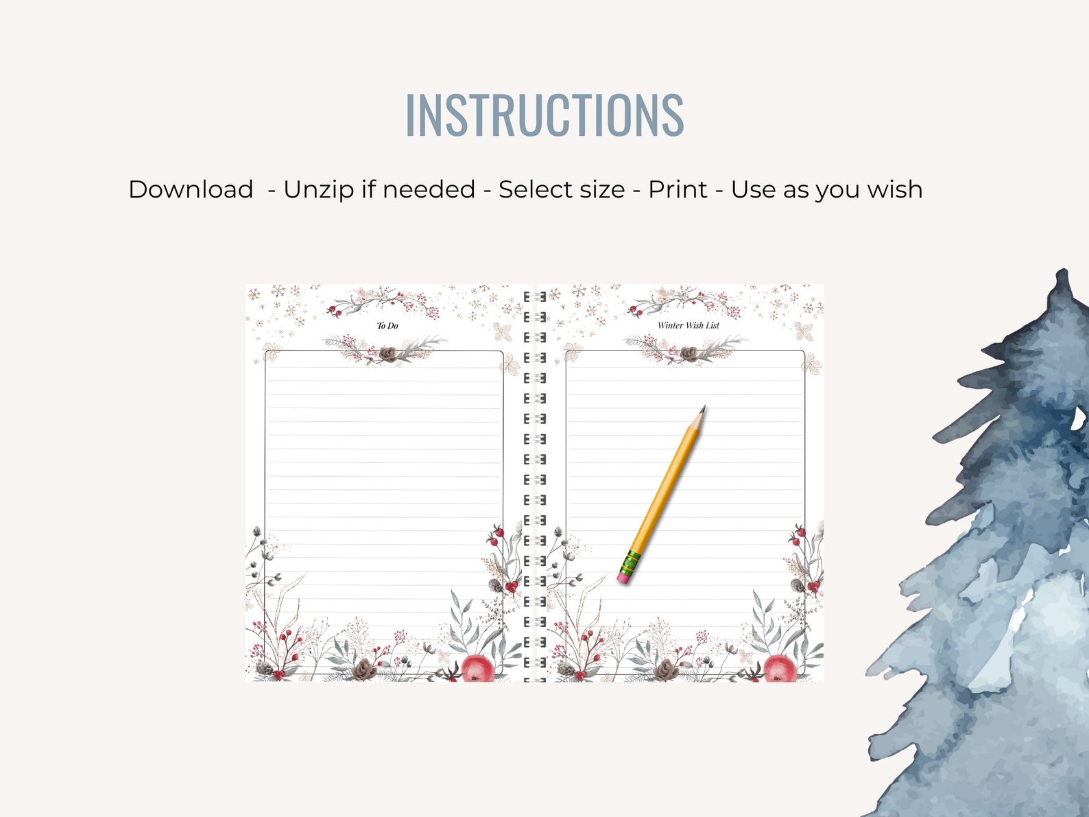 Winter to Do List / Wish List Printable for Planners, Notebooks and ...