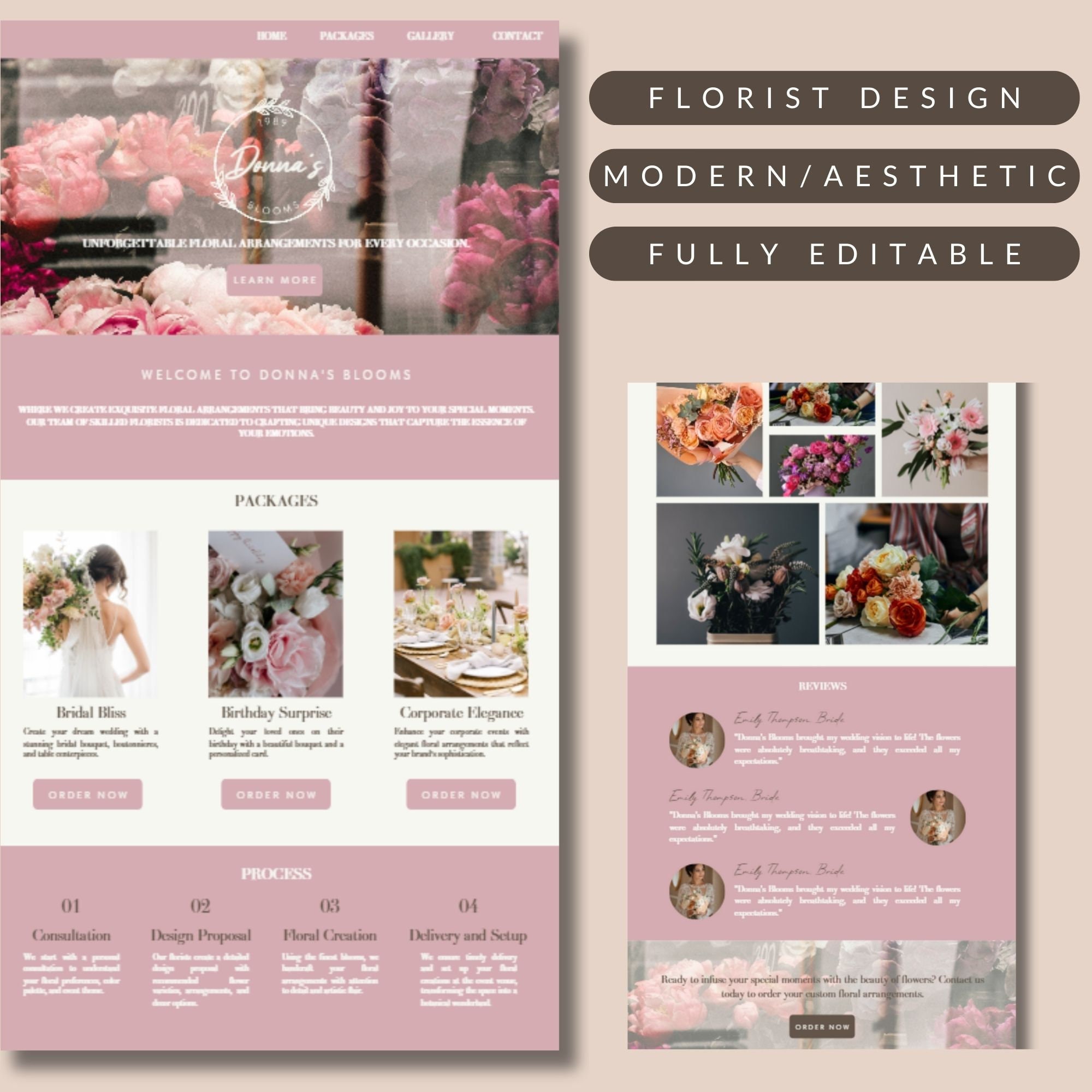 Professional Floral Website Template, Modern Florist Business Portfolio ...