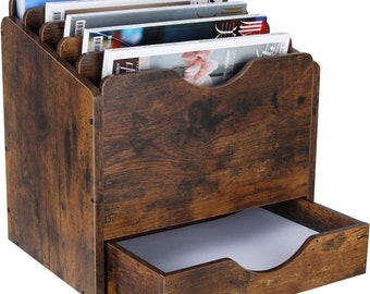 Dark Wood Desktop File Organizer - Etsy