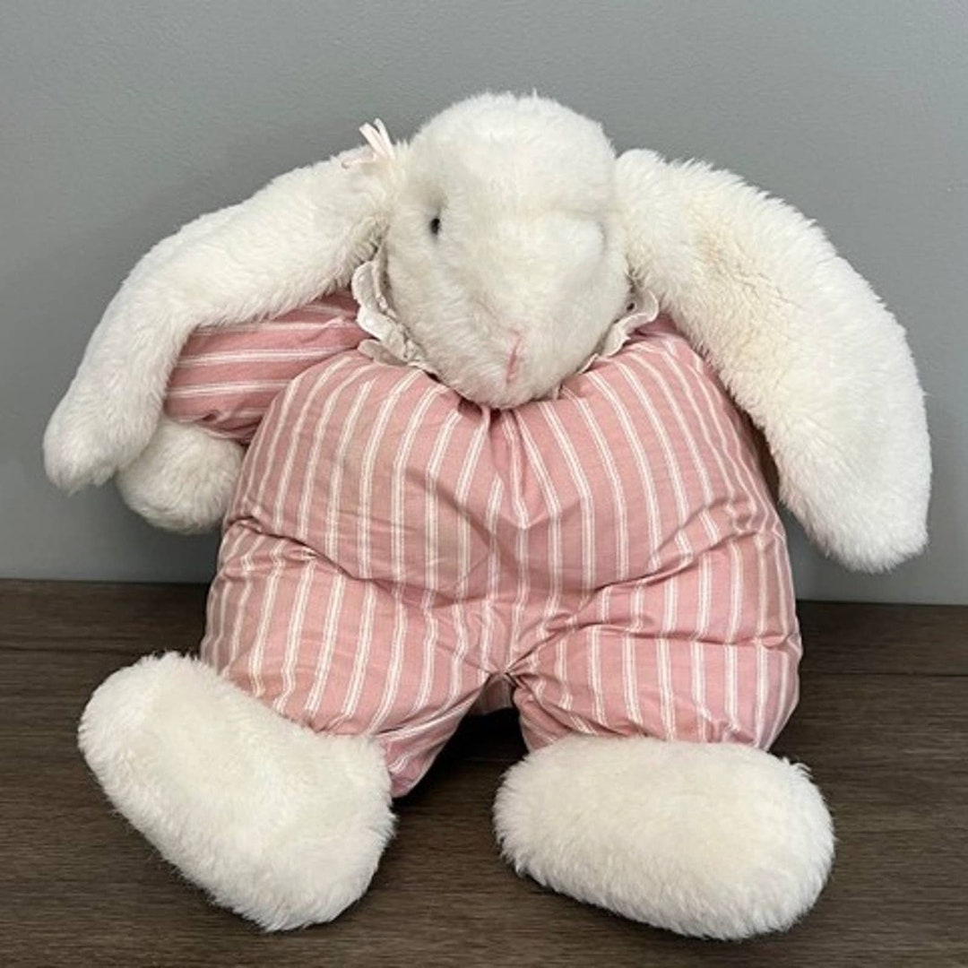 Vintage 1983 ANCO Bunny Rabbit Plush Pink Striped Romper Lace Collar - Etsy