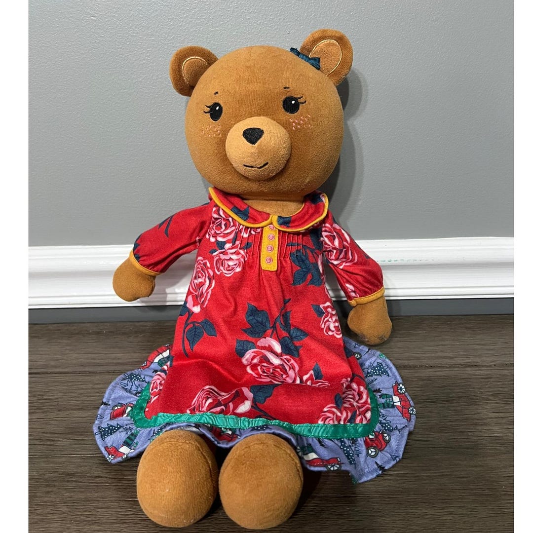 Matilda Jane Brave Bear Plush With Christmas Floral Dress Stuffed ...