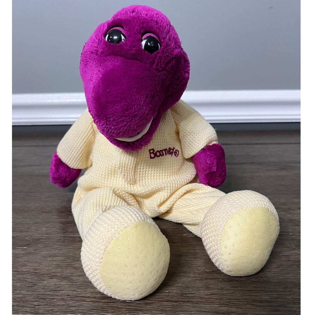 Vintage 90s Barney the Dinosaur 10" Sleepytime Plush Thermal Pajamas - Etsy