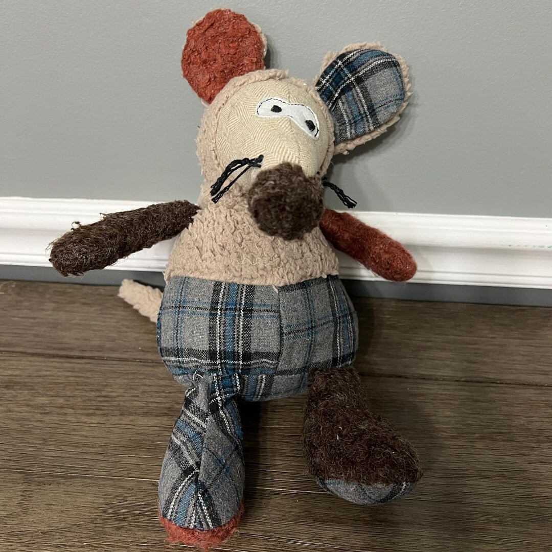 Gund Fabrock Mouse Plush Stuffed Animal Plaid Pants Patchwork Toy RARE ...