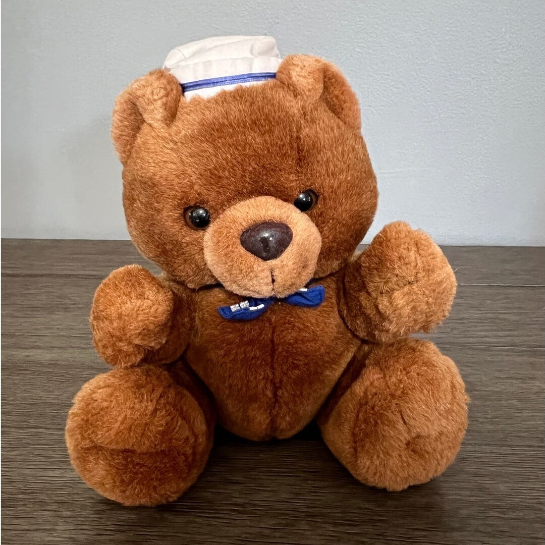 Russ Berrie Cappy Brown Bear Plush Stuffed Animal in Sailor Hat & Bow ...