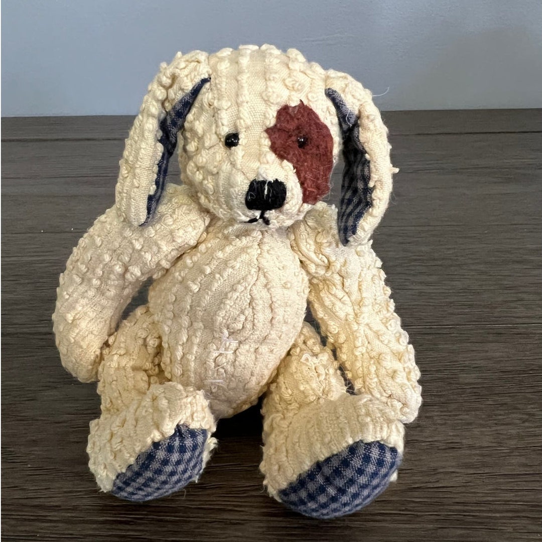 Vintage 1999 Handcrafted Cable Knit Ghingham Stuffed Puppy Dog From ...