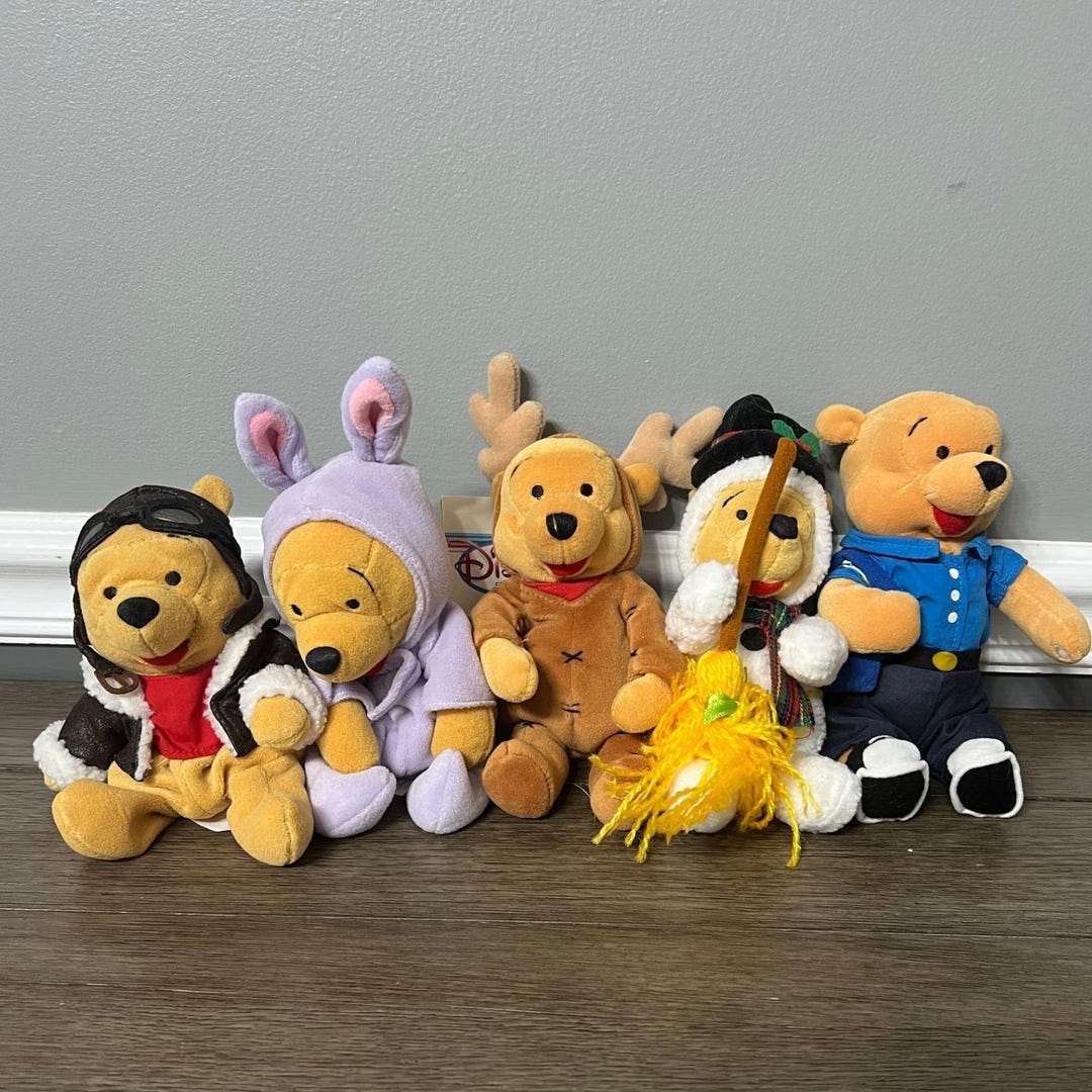 Disney Winnie the Pooh Plush Bindle Pilot Reindeer Snowman Bunny and ...