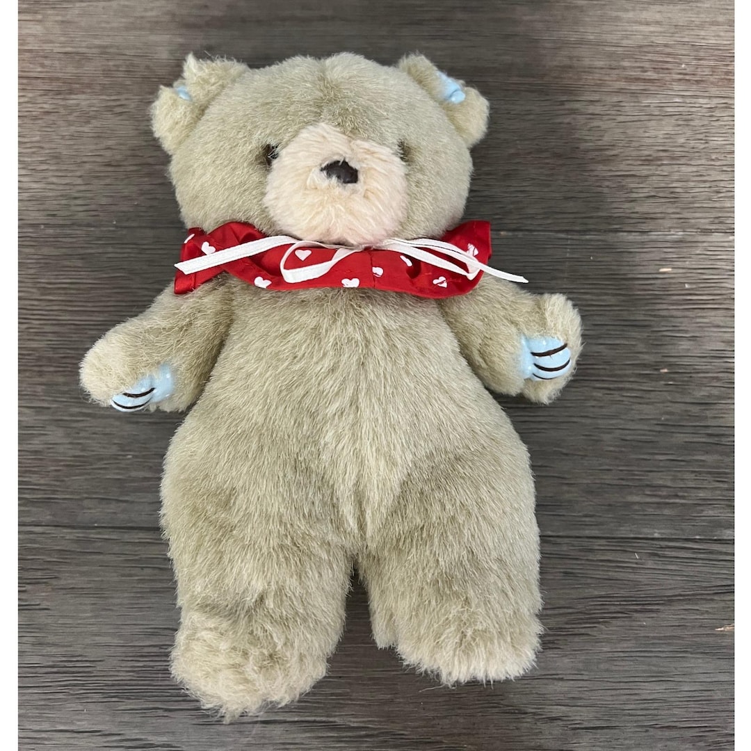 Vintage 1990 Gibson Greetings Teddy Bear Plush Stuffed Animal Red Heart ...