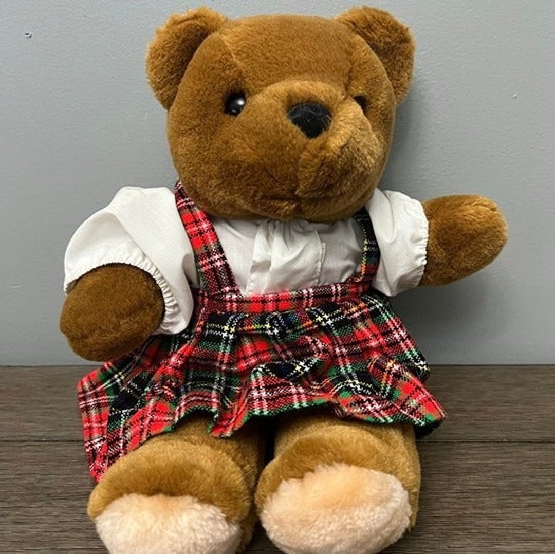 Barbara Bear Brown Bear Plush With Plaid Jumper and White Blouse - Etsy