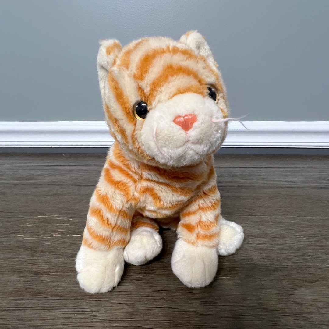TY Beanie Buddy Amber Plush Orange Cat Striped Tabby 9 Inch Floppy ...