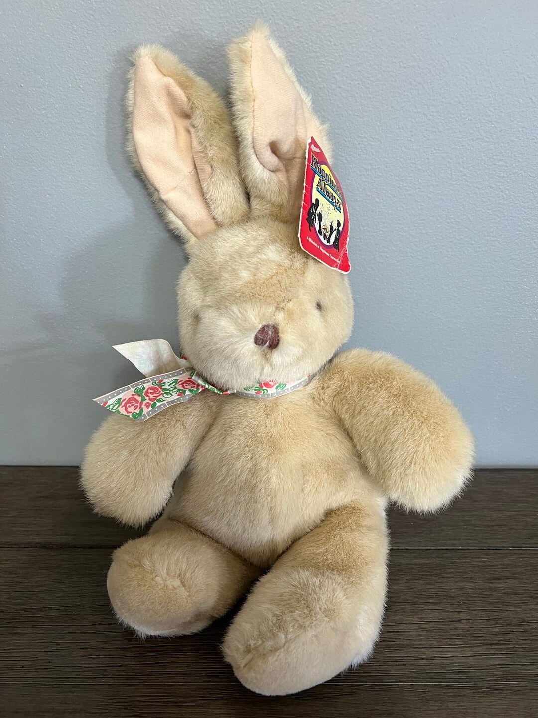 Vintage Easter Bobbie Bunny Rabbit With Floral Neck Bow Plush - Etsy