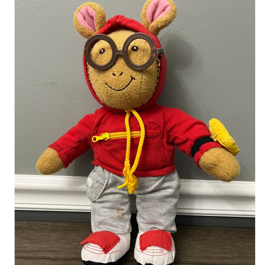 Vintage 90's Playskool Arthur 14" Plush Red Hoodie Kids Stuffed Animal ...