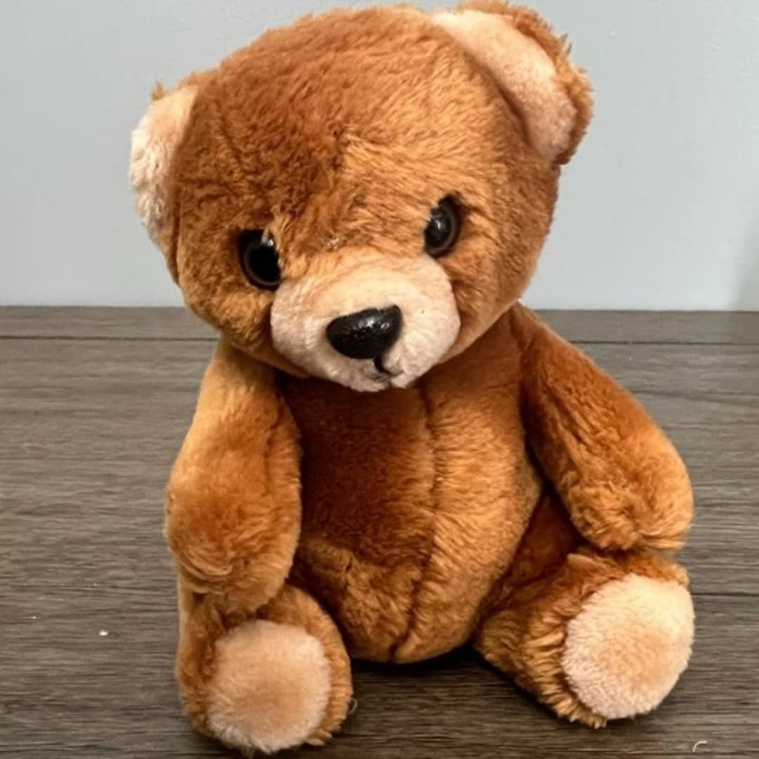Logo Bear Soft N Cuddly Brown Bear Sitting Plush 1985 Vintage - Etsy