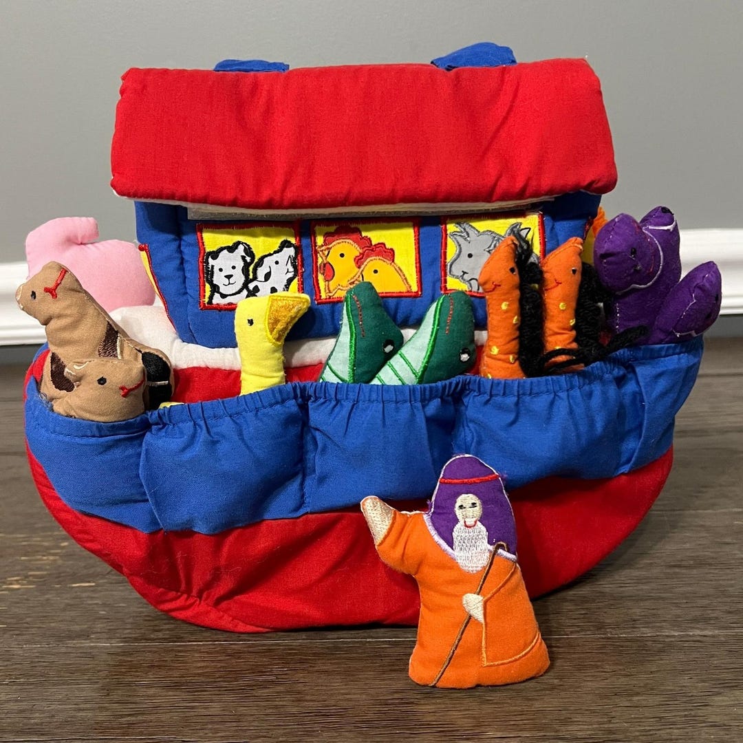 SS Noah's Ark Plush Toy Set With Figures Noah Animals Kids Play - Etsy