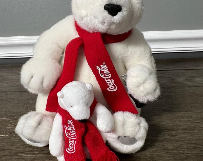 Holiday Coco-cola Bear With Cola & Mini Bear Plush Set - Etsy