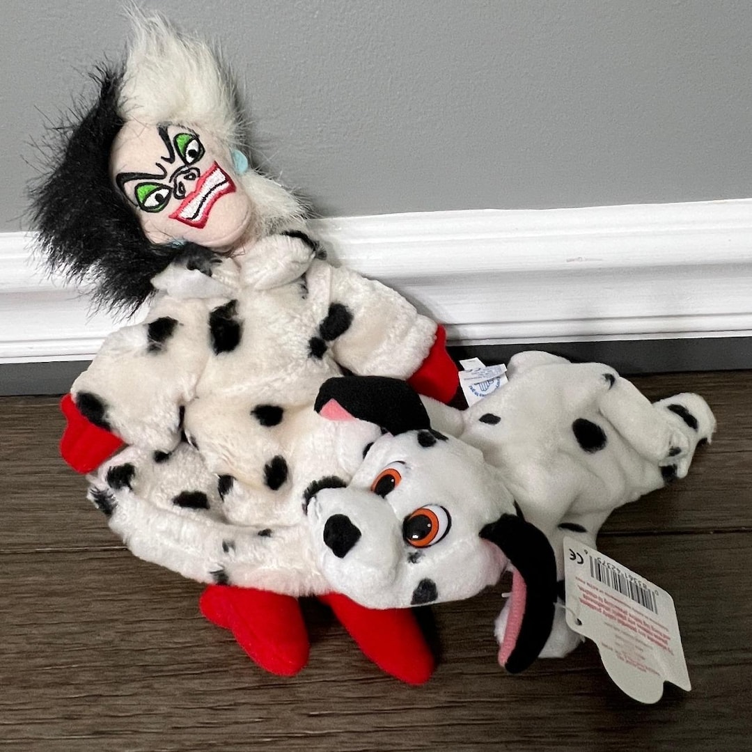 Vintage Cruella De Vil and Dalmatian Puppy Plush Applause Disney Doll ...