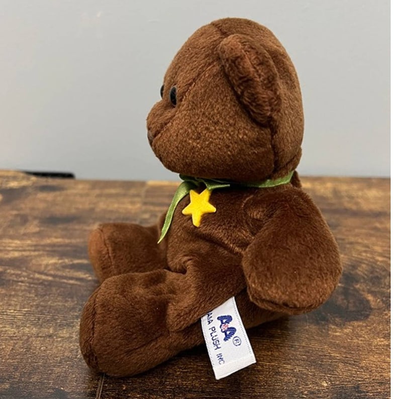 Vintage 90's A and A Teddy Bear With Green Bow & Yellow Star Plush - Etsy