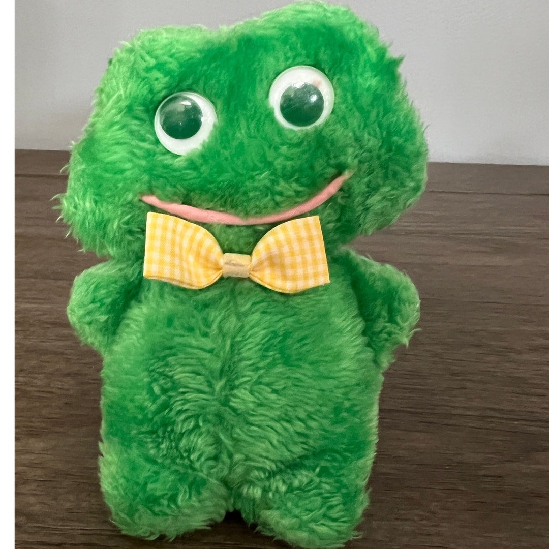 Vintage Eden Green Frog With Yellow Checkered Bow Plush - Etsy