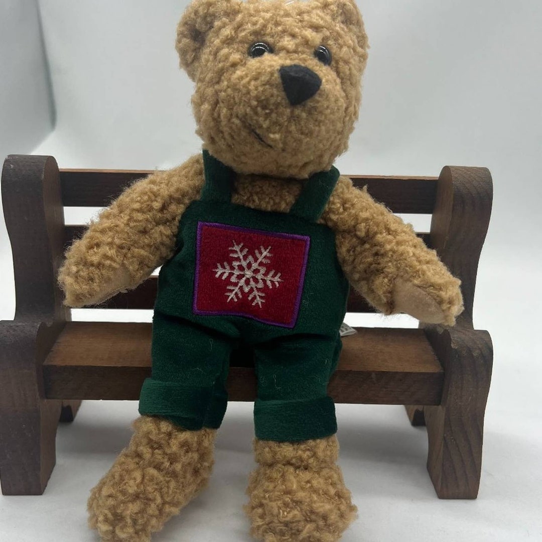 Christmas Hallmark Bear Plush 9.5” Brown Kiss Kiss Green Red Corduroy ...