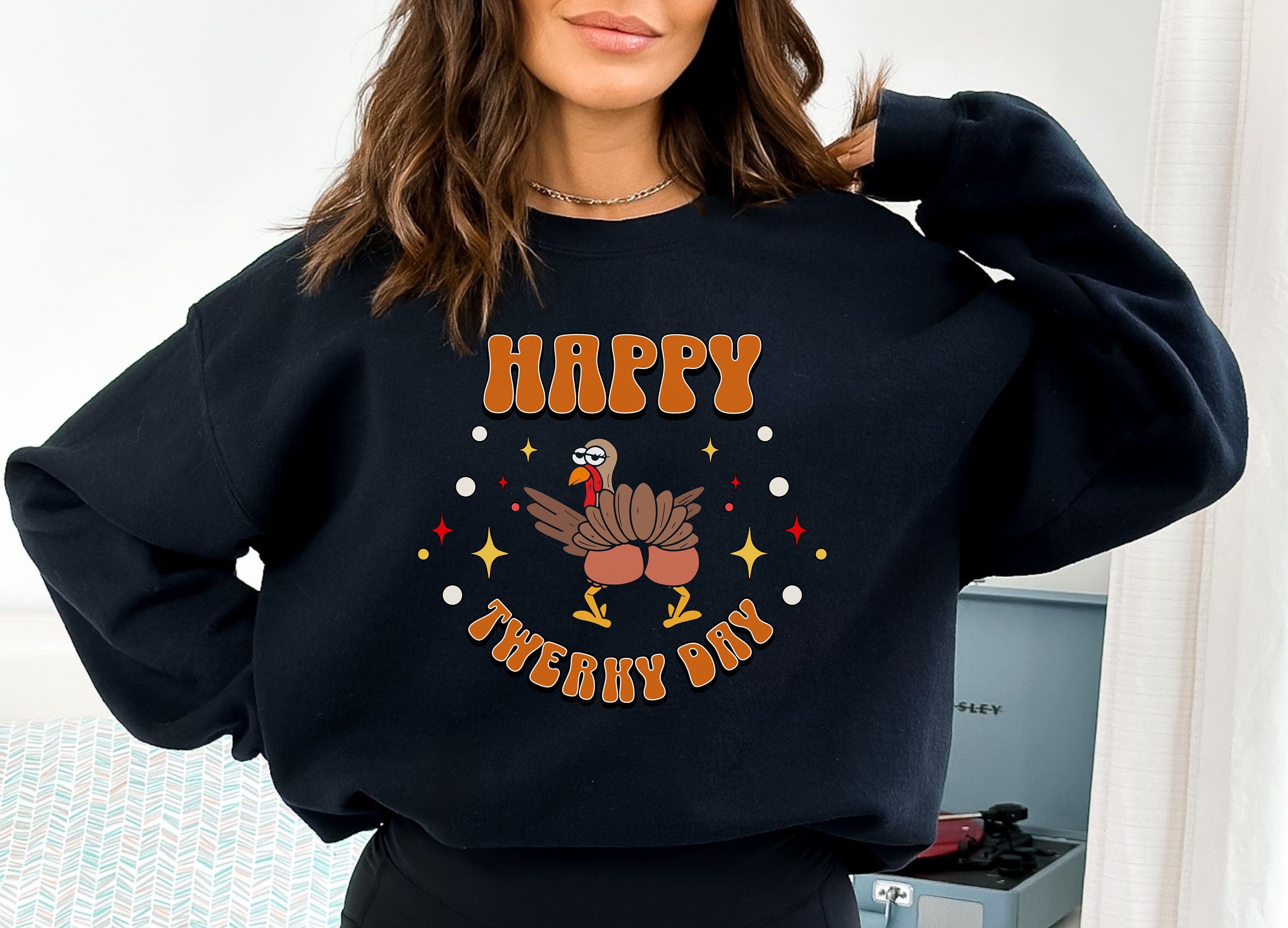 Funny Happy Twerky Day Thanksgiving Unisex Heavy Blend™ Crewneck ...
