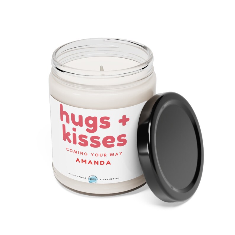 Personalized Valentines Day Hugs & Kisses Soy Candle 9oz, Cute Custom ...