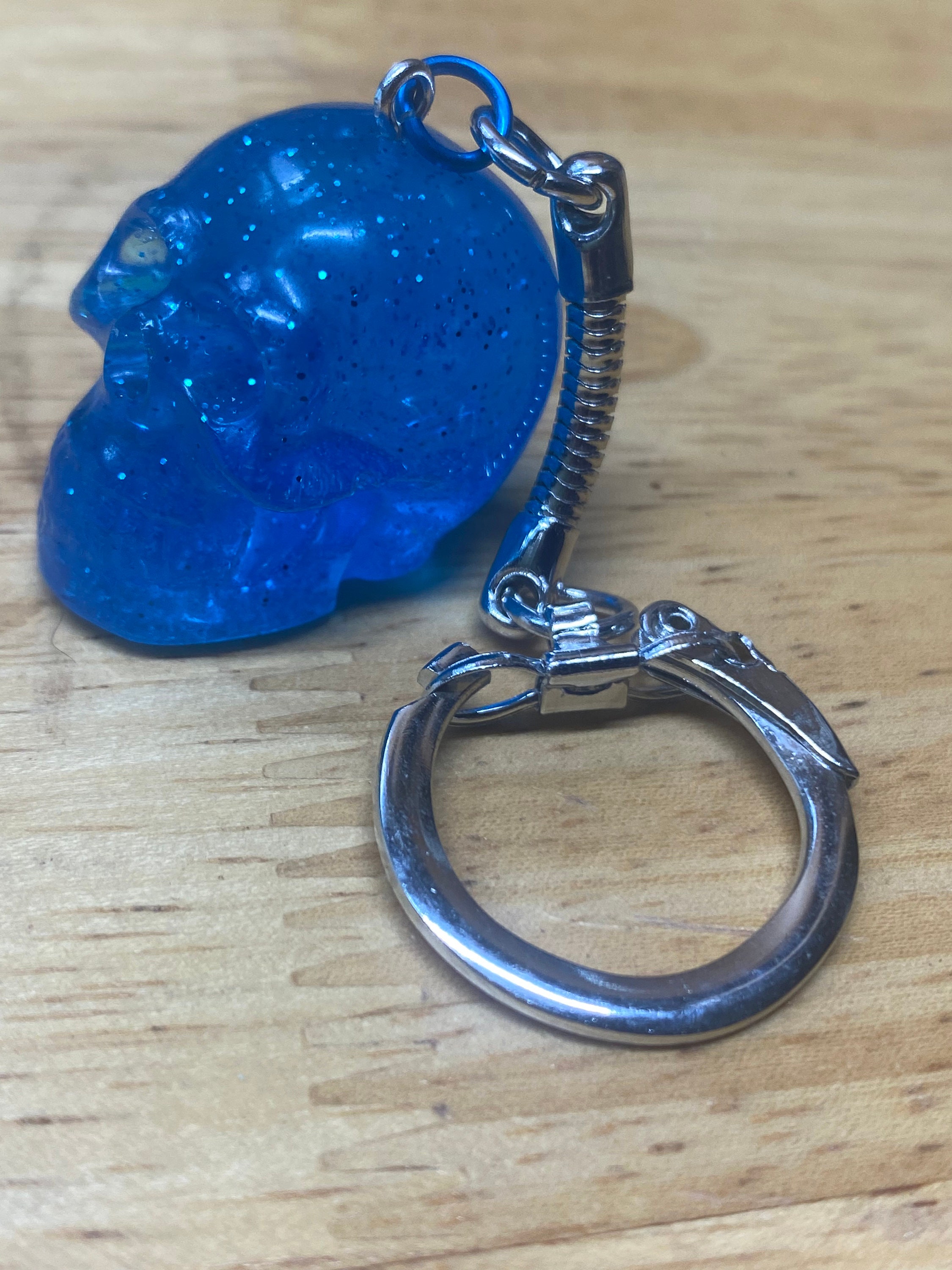 Blue Sparkle Skull Keychain - Etsy